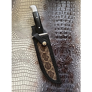 Custom Leather Right Hand Knife Sheath Fits Buck 124, Fixed Blade Knife Holder, Black
