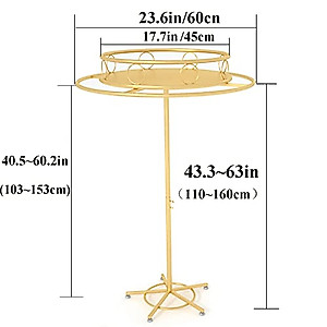Rotatable Round Garment Rack, Adjustable Clothing Floor-Standing Display for Hanging Apparel and Placement of Accessories, Portable Metal Clothes Shelf for Retail and Boutiques
