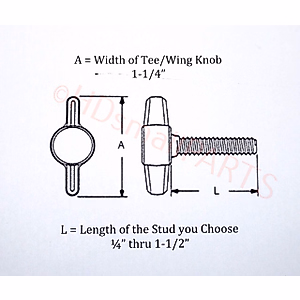 1/4"-20 x 1/2" Thumb Screws with Tee/Wing Butterfly Thumb Screws (4) Black