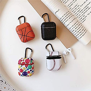 LEWOTE Airpods Leather Case Funny Cute Cover Compatible for Apple Airpods 1&2[Best Gift for Girls Boys or Couples] (Baseball)