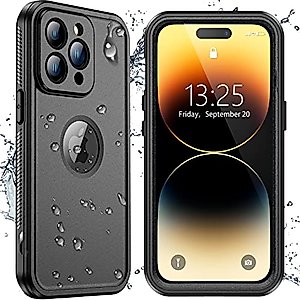 SPIDERCASE for iPhone 14 Pro Case, Waterproof Built-in 【9H Tempered Glass】 Screen & Camera Lens Protector 【12FT Military Shockproof】 IP68 Water Resistance 【Full-Body Heavy Duty】 Rugged Case, Black
