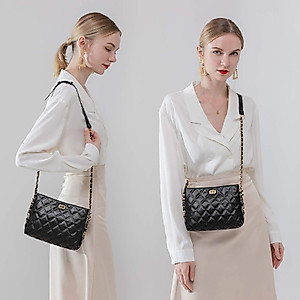 Sivim Crossbody Bags for Women Medium Size Leather Cute Crossbody Purse Shoulder Bag with Adjustable Gold Chain Strap(Medium Black)