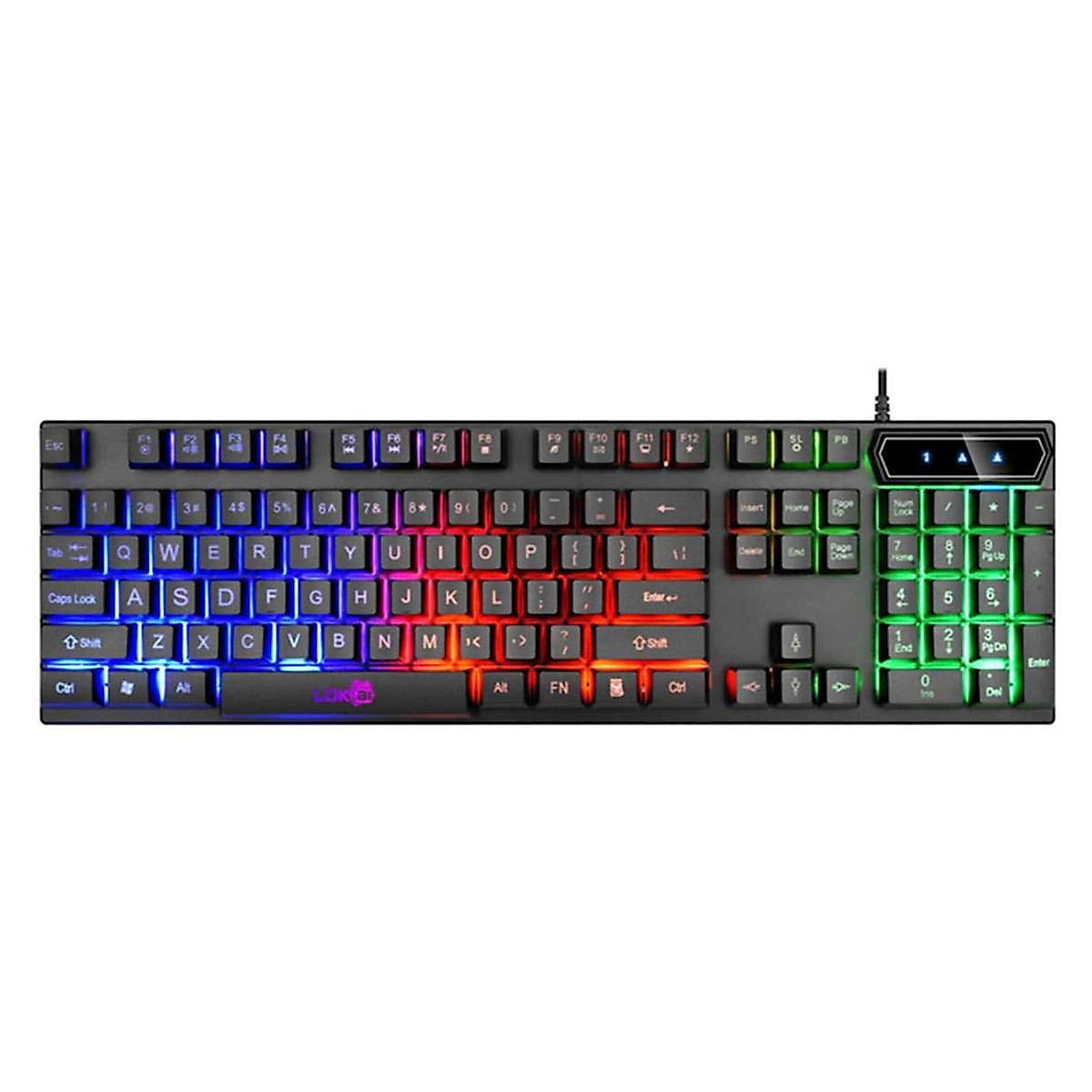 AUSPUM Computer Gaming Keyboard 104keys Colorful Crack LED Illuminated Backlit USB Wired PC Rainbow Gaming Keyboard Waterproof