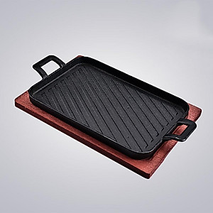 SZTNKSKJ Steak plate sizzle platter cast iron cast iron bakeware cast iron square pan cast iron skillets cast iron platter pan for roti (handle)