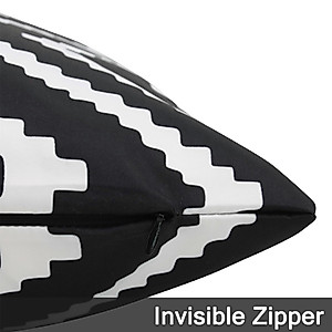 Adabana Outdoor Waterproof Boho Pillow Covers 18x18 Decorative Black and White Outdoor Throw Pillows Cover for Patio Furniture Garden Porch Pack of 2