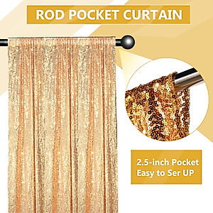 4 Panels Sequin Backdrop Curtain 2 ft x 8 ft, Backdrop Curtain for Party Sequin Backdrop Glitter Curtain for Congrats Grad Graduation Party Decorations, Birthday, Wedding (Blue, Gold)