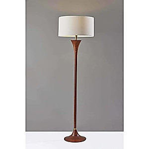 Adesso 1601-15 Rebecca Floor Lamp Walnut Rubberwood with Antique Brass Accent