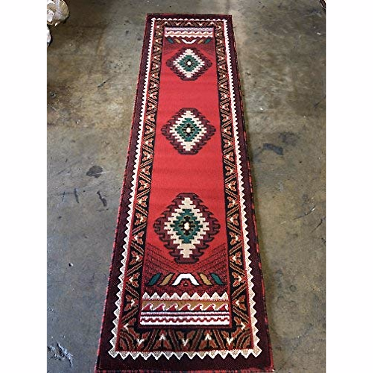 South West Native American Runner Area Rug Red Design D143 (2ft.x7ft.)