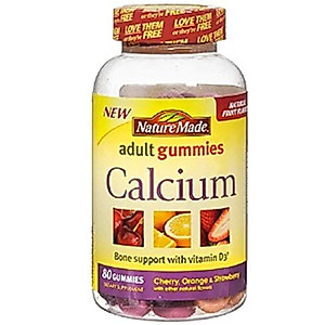 Nature Made Calcium Adult Gummies, Cherry, Orange & Strawberry 80 ea (Pack of 4)