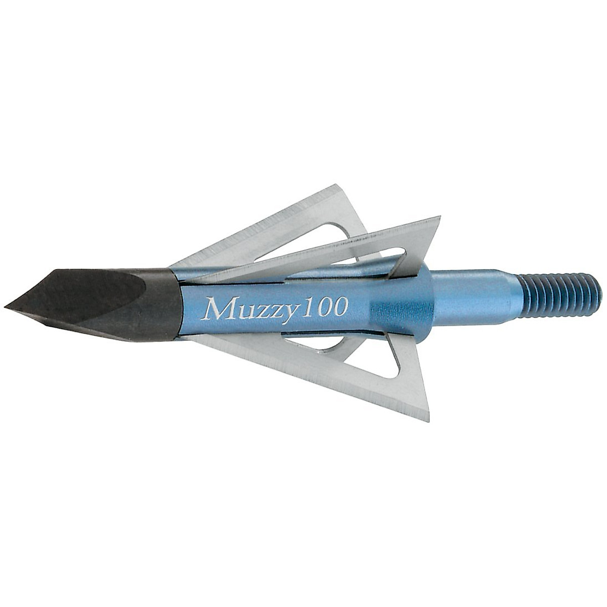 Muzzy 209 Bowhunting 100 Grain, 4 Blade Broadhead, 1" Cutting Diameter, 6 Pack , Blue