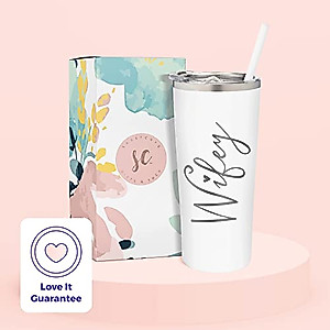 Wifey Tumbler | 22 Ounce White Engraved Stainless Steel Insulated Tumbler with Slide Close Lid and Straw | Bridal Shower | Bride To Be Gifts | Engagement Gift | Valentine's Day Gifts