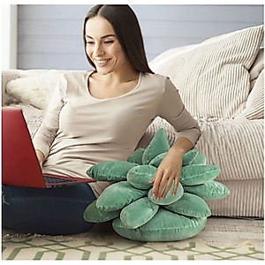 17.7in 3D Succulent Pillow, Green Plush Cactus Succulent Pillow, Green Succulent Throw Pillow for Bedroom or Living Room Home Decoration, Novelty Cactus Pillow