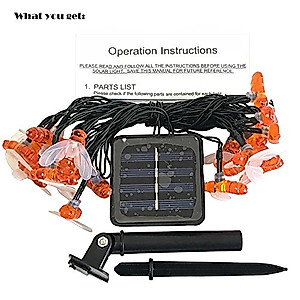 SEMILITS Solar String Lights 20LED Outdoor Waterproof Simulation Honey Bees Decor for Garden Xmas Decorations Warm White