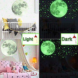 334 Pcs Glow in Dark Stars and Moon, Glow in The Dark Wall Stickers, Glowing Stars for Wall Decals, Glowing Ceiling Decals for Bedroom, Perfect for Kids Boys Girls Bedding Room Birthday Party