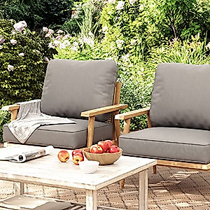 linstock Outdoor Deep Seat Cushions for Patio Sectional Sofa, Breathable Water-Resistant Soft Cushion with Back Cushion for Patio Furniture, Cushions Size 24 x 24 x 5 inch (Light Grey)