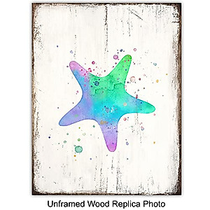 Starfish, Octopus, Sea Turtle, Seahorse Nautical Wall Decor Set - 8x10 Ocean Sea Themed Wall Art Decorations for Girls, Boys, Kids, Toddler Bedroom, Baby Room, Bathroom, Beach House - Gift for Women