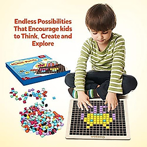 Coogam Wooden Mosaic Puzzle, 370PCS Shape Pattern Blocks with 8 Colors, Pixel Board Game Montessori STEM Toys Gift for Kids Toddlers Boys Girls Ages 4 5 6 7 Years Old