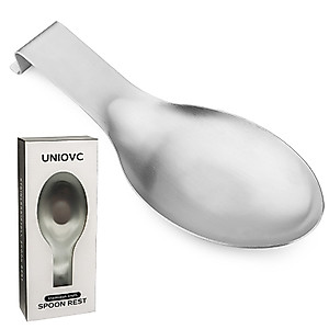 New Stainless Steel Spoon Rest,Kitchen Utensil Spoon Holder,Spatula Ladle Holder,spoon holder for stove top, spoon rest for kitchcen Countertop Heavy Duty Gift for mom freinds(Silver 1PC)