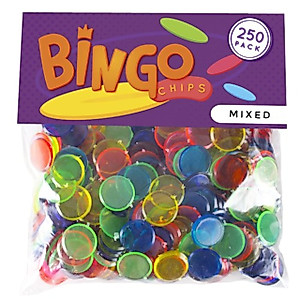 250 3/4-inch Bingo Chips | Translucent, Mixed Color Marker Supplies | Educational Counting, Science, & STEM Resource