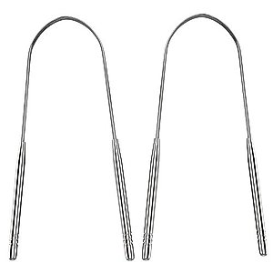 YIBIDINAY Tongue Scraper Cleaner for Adults Surgical Grade Stainless Steel Metal Tongue Brush Dental Kit Professional Eliminate Bad Breath With Non-synthetic Grip (2 Pack)