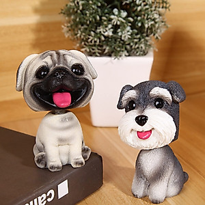 Pwenjofy Resin Bobbing Head Dog Figurines Mini Bobblehead Puppy for Home Office Desk Car Dashboards Decor Ornaments (Pug)