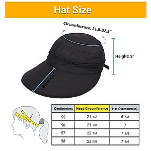 Verabella Womens Beach Hat Summer 𝗟𝗶𝗴𝗵𝘁𝘄𝗲𝗶𝗴𝗵𝘁 𝗦𝘂𝗻 𝗵𝗮𝘁 for Hiking Sun Protection 2 in 1 Visor Sun Protection Hat (Black)
