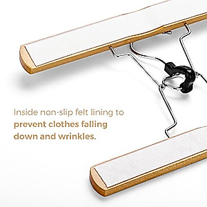 HOUSE DAY Wooden Pants Hangers 10 Pack Non Slip Wood Skirt Hangers Wood Jeans/Slack Hanger with 360° Swivel Hook - Pants Hangers for Skirts, Slacks - Clamp Hangers Amazon Rank