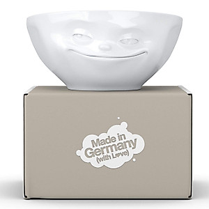 FIFTYEIGHT PRODUCTS TASSEN Porcelain Bowl, Grinning Face Edition, 11 oz. White (Single Bowl) Medium Bowl for Soup Cereal