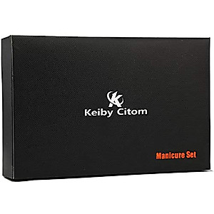 Keiby Citom Professional Stainless Steel Nail Clipper Travel & Grooming Kit Nail Tools Manicure & Pedicure Set of 15pcs with Luxurious Case (Black/Yellow)