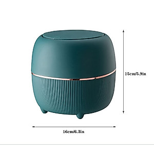 Plastic Trash can Creative Mini Desktop Trash can, with lid Small Home Office Cleaning Trash Button Desktop Storage bin, with 50 Trash Bags (Green)