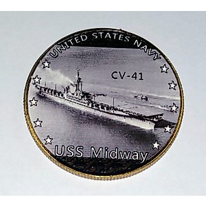 US Navy USS Midway CV-41 Colorized Challenge Art Coin