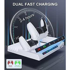 BGGUANG PS5 Slim Cooling Station，Charging Controller，Featuring Three Adjustable Cooling Fan，Compatible with Disc&Digital Editions,It's Playstation 5 Slim Ideal Accessories (grey)