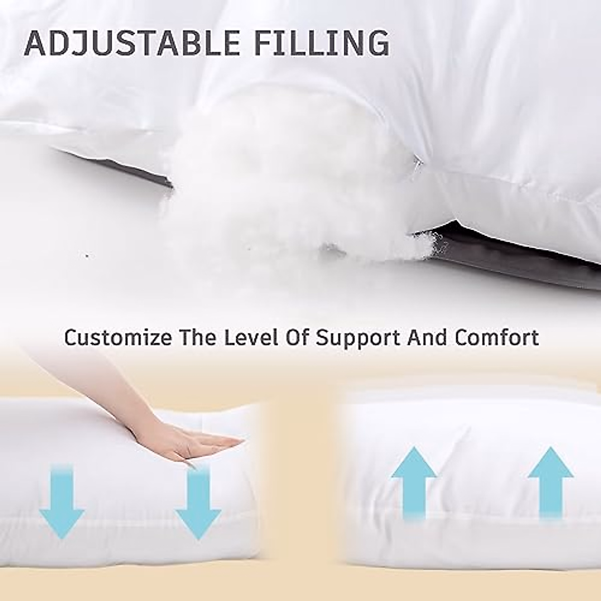 DOWNCOOL Pregnancy Pillow, U Shaped Body Pillow for Pregnancy, 55 Inch Khaki Maternity Pillow with Removable Cover for Sleeping,Support for Back, HIPS, Legs, Belly