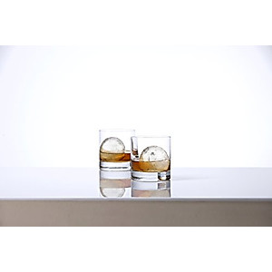 Schott Zwiesel Ultimate Whiskey with 2 Double Old Fashioned Bar/Cocktail Glasses Paired with 2 Large Sphere Ice Molds, Clear