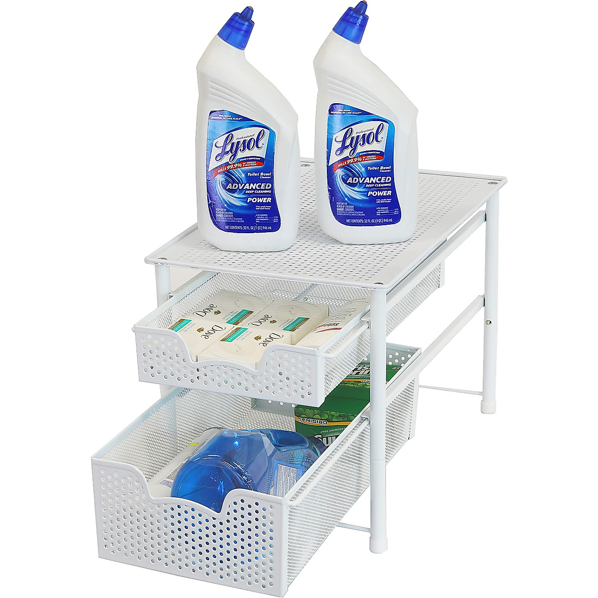 Simple Houseware Stackable 2 Tier Sliding Basket Organizer Drawer, White