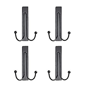 MOKIUER Adhesive Hooks Heavy Duty Towel Hooks Stick on Wall Hooks Shower Hooks for Hanging Towel,Waterproof Towel Hanger for Bathroom,Stainless Steel,4 Packs Black