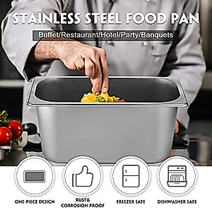 10 Pack Hotel Pans Stainless Steel Steam Table Water Pan 1/3 Size, 0.8 mm Thick Steam Pan Anti Warming Pans for Food Warmer Party Restaurant Catering Supplies, 12.8 x 6.9 Inch (6 Inch Deep)