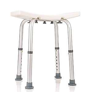 Healthline Trading Bath Bench Adjustable Height, Lightweight Compact and Small Chair for Shower, Adjustable Shower Chair Bath Bench Without Back with Non-Slip Seat, Bathtub Stool for Seniors, White