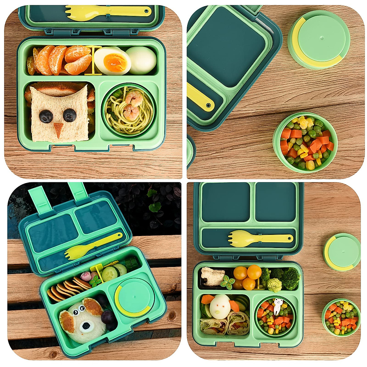 Genteen Lunch Box Kids with Ice Pack Bento Box with Leak Proof Food Cup & Removable Compartment for Meals and Snacks,Toddler Lunch Box for Daycare, School,Ideal On the Go for Boys Girls BPA Free