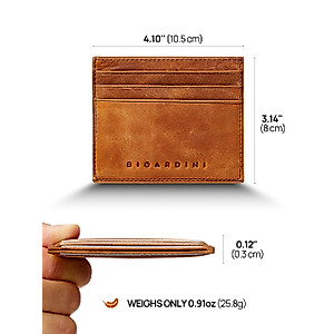 Bigardini Slim Minimalist Leather Card Wallet For Men & Women - RFID Blocking Leather Card Holder Wallets (Brown)