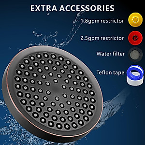 Voolan High Pressure Rain Shower Head, Luxury Modern Look, The Perfect Adjustable Replacement For Your Bathroom Showerhead, Comfortable Shower Experience Even at Low Water Flow (6" Oil-Rubbed Bronze)