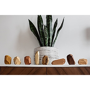 Tumi Ishi 11 Piece Natural Wooden Balancing Block Set - Sensory Educational Natural Wood Toy Stacking Game - Mixed Wood Species - USA Made - Jojoba Oil and Beeswax Finish - Wood Stone Building Blocks