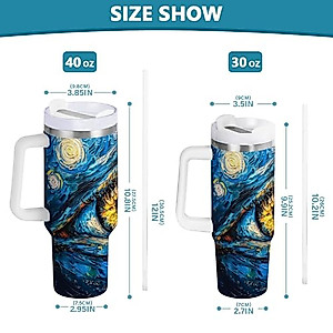 RPLIFE Beautiful Eye Style Blue Tumbler, Stainless Steel Mug, Cups with Lids and Straws