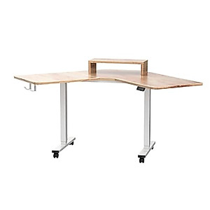 FEZIBO Corner Standing Desk, 48 Inches L Shaped Standing Desk, Electric Stand Up Corner Desk, Home Office Sit Stand Desk with Rustic Top and Black Frame