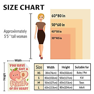 Peach Blanket for Girls - 40x50 Inches Flannel Blankets - Soft Fuzzy Plush Throws Gift - Pink Funny Throw Blanket for Couch, Sofa