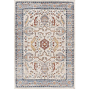 Hauteloom Shafter Living Room, Bedroom Patio Outdoor Area Rug - Beige, Blue, Red - 7'10" x 10'