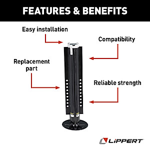 Lippert Level Up Replacement Hydraulic Landing Gear Left Jack for 5th Wheel RVs and Travel Trailers, 14,000-lbs. Lift Capacity, Aluminum, 9" Diameter Footpad, 27-7/16" Height - 433467