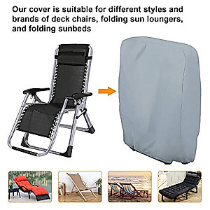 Uranshin Outdoor Folding Chair Covers 2PCS, Zero Gravity Chair Covers Waterproof, Durable Folding Patio Chair Covers with Storage Bag, Outdoor Chair Covers All Weather, 28" W x 13" D x 43" H, Grey