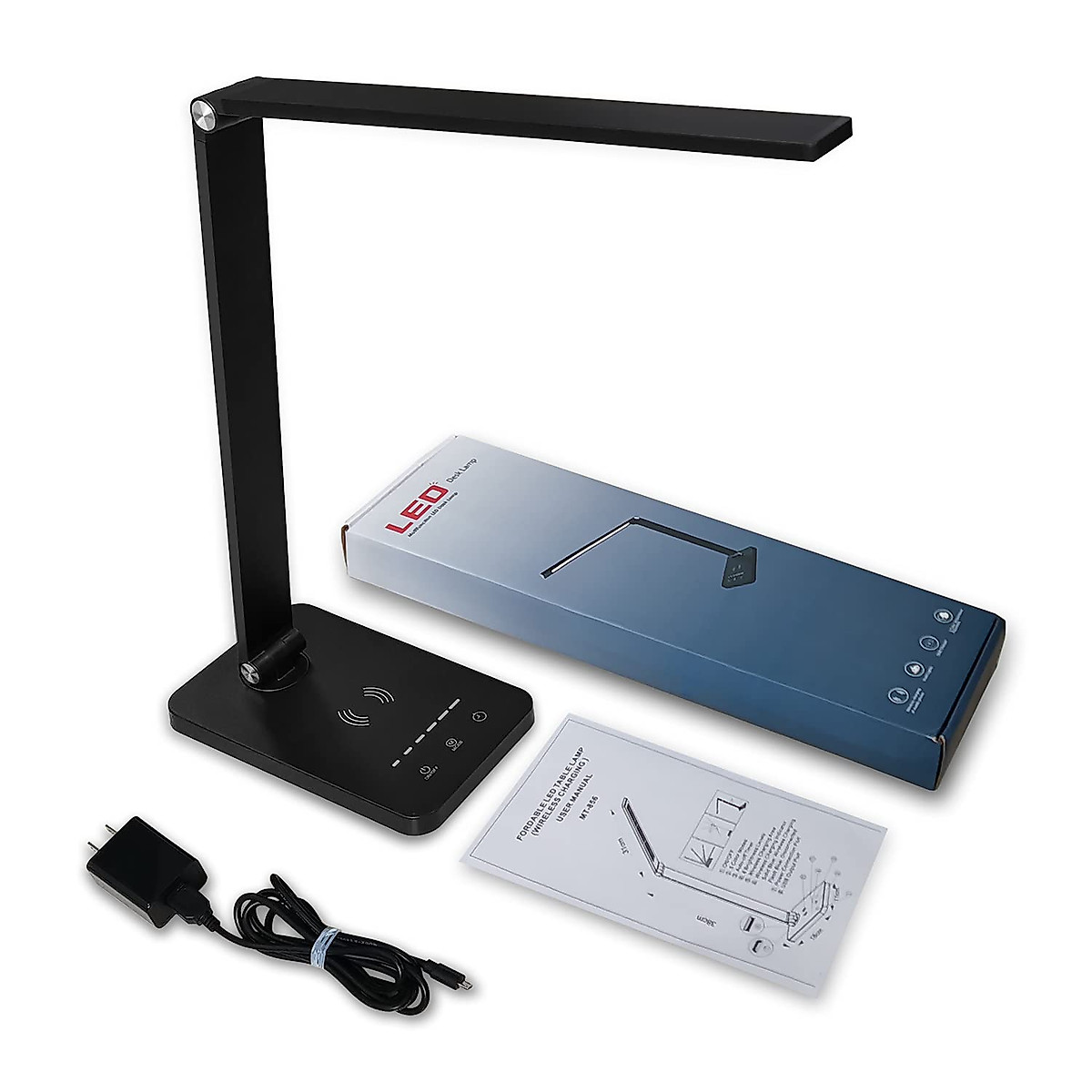 Desk Lamp LED Dimmable, Desk Lamp with Wireless Charger, USB Charging Port, Touch Control LED Desk Lamp with 6 Brightness Levels and 5 Lighting Modes