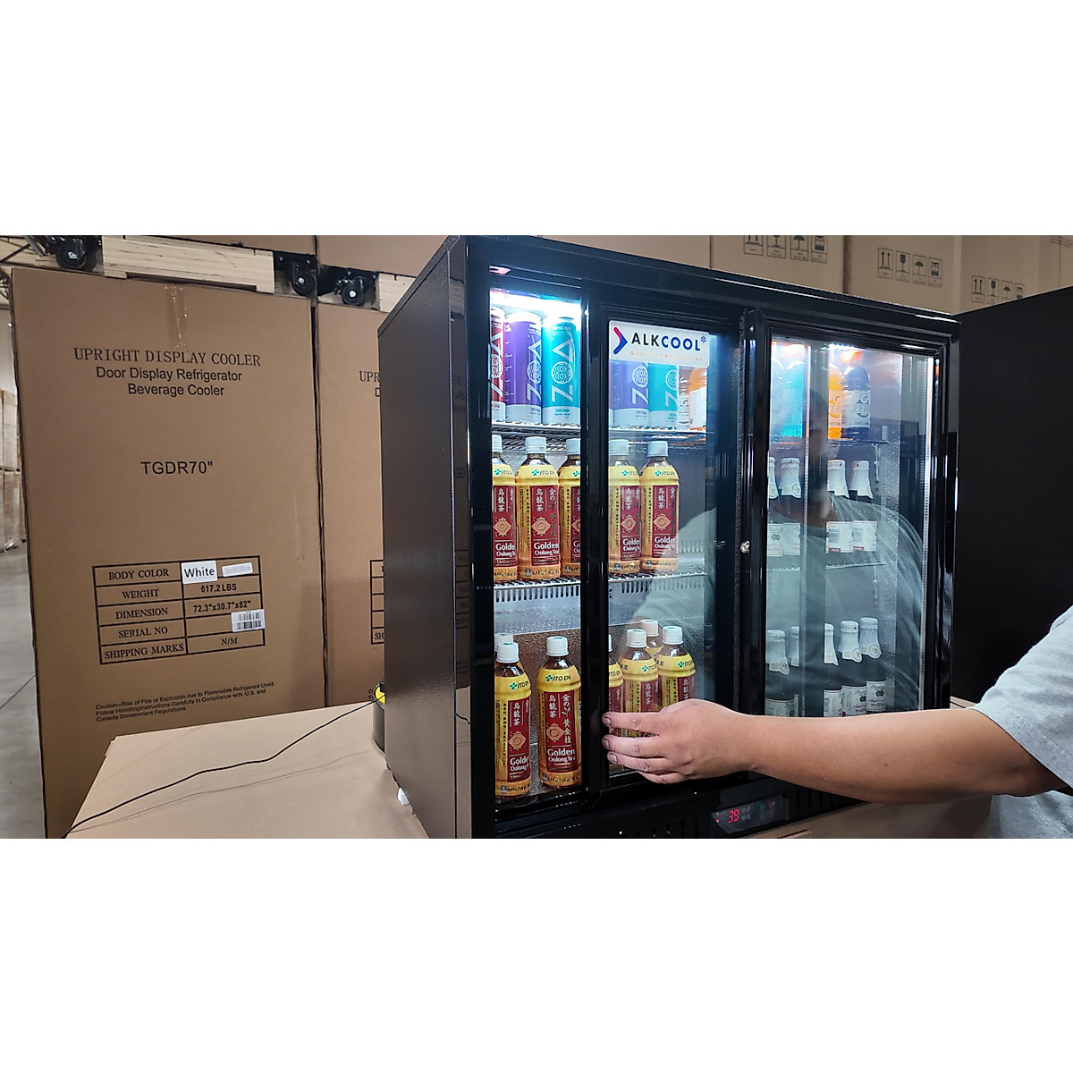 NAFCOOL Back Bar Cooler Fridge,7 Cu Ft Compact Commercial Beer Refrigerator Beverage Undercounter Refrigerator, Display Fridge with LED Light Adjustable Shelves,ETL and NSF Approval,Sliding Door